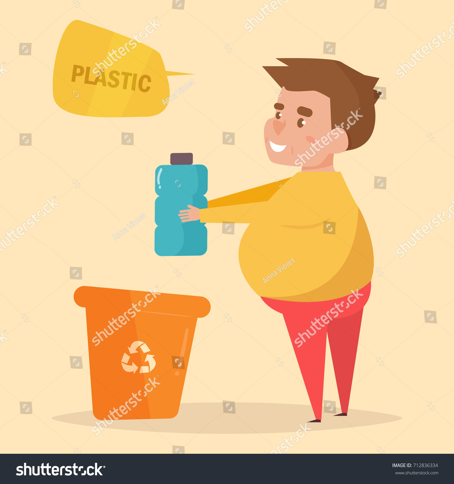 Plastic Separate Sorting Garbage Vector Cartoon Stock Vector (Royalty ...