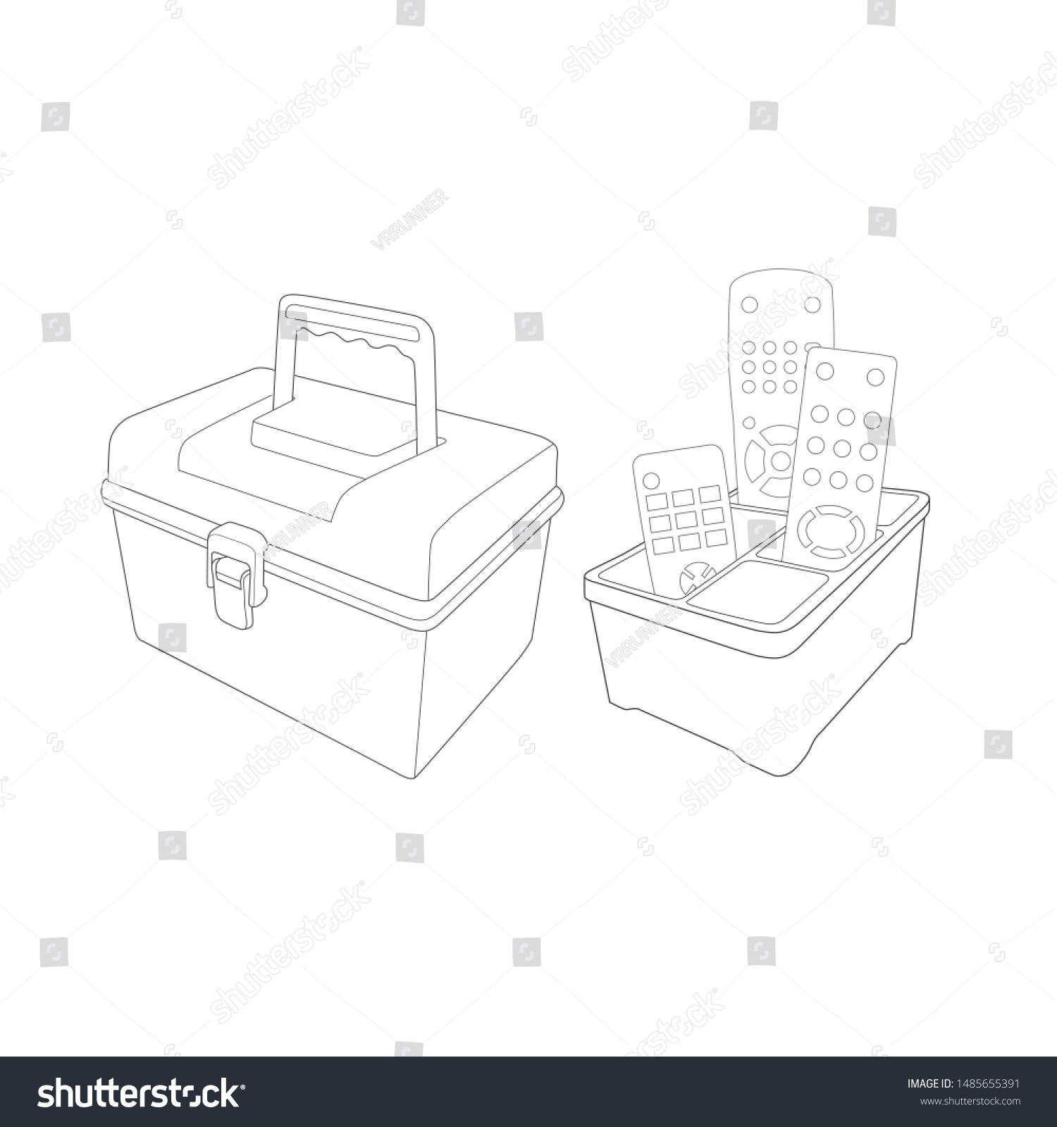 Plastic Storage Box Outline Drawing: เวกเตอร์สต็อก (ปลอดค่าลิขสิทธิ์ ...