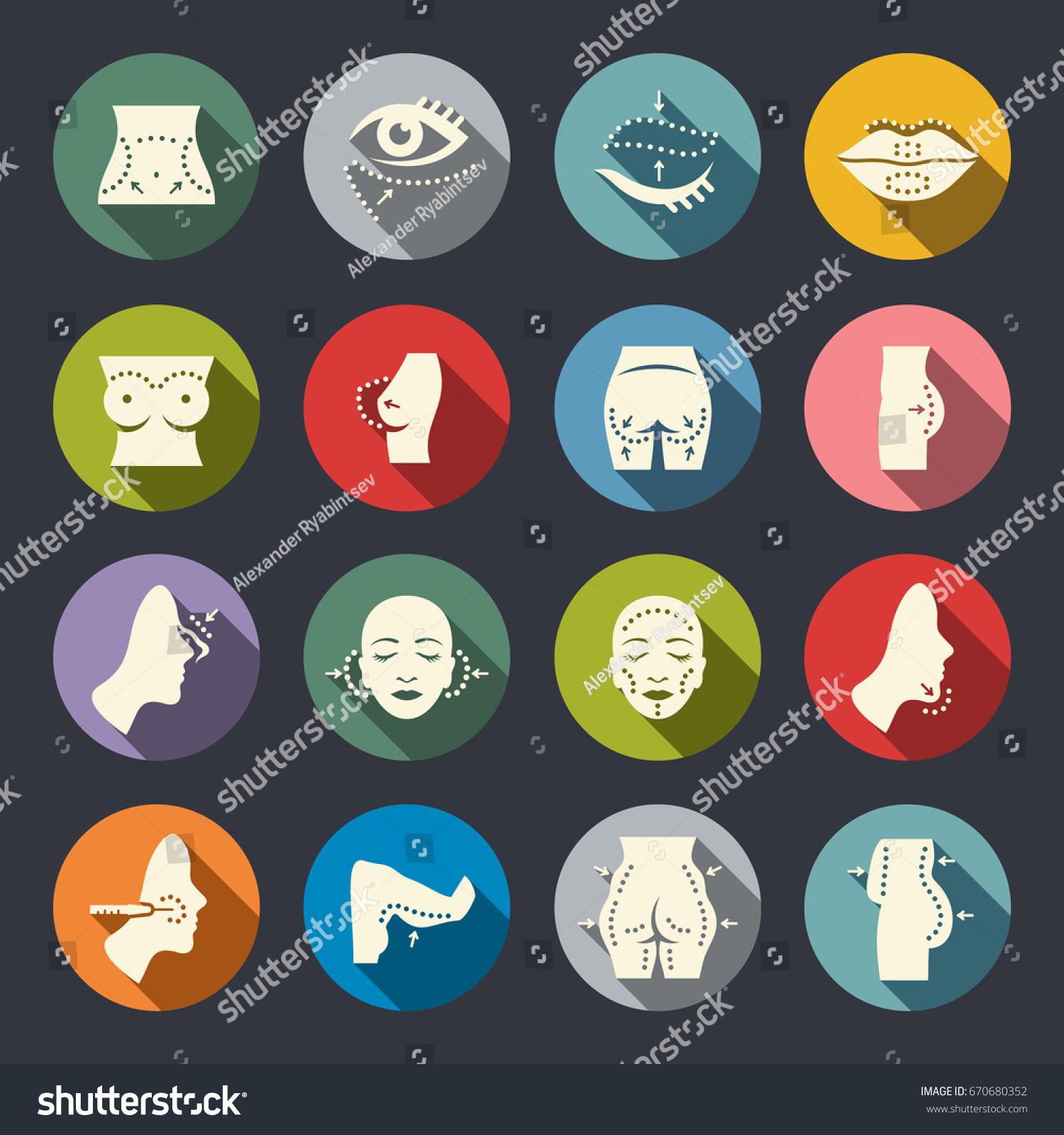 Plastic Surgery Icon Set Stock Vector (Royalty Free) 670680352