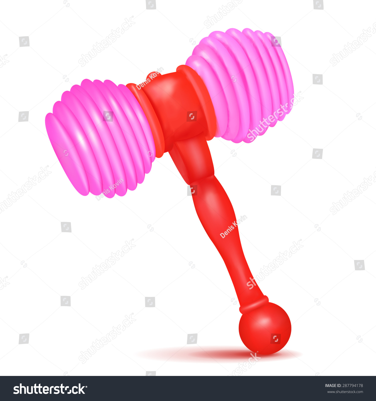 Plastic Toy Hammer On White Background Stock Vector (Royalty Free ...