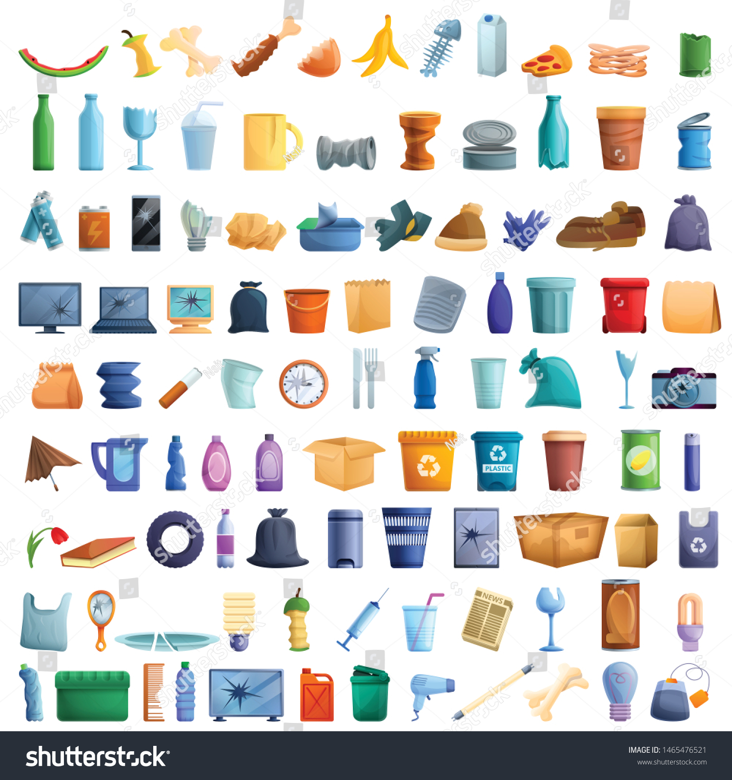 Plastic Waste Icons Set Cartoon Set Stock Vector (Royalty Free) 1465476521 Plastic Waste Icons Set Cartoon Set Stock Vector (Royalty Free) 1465476521