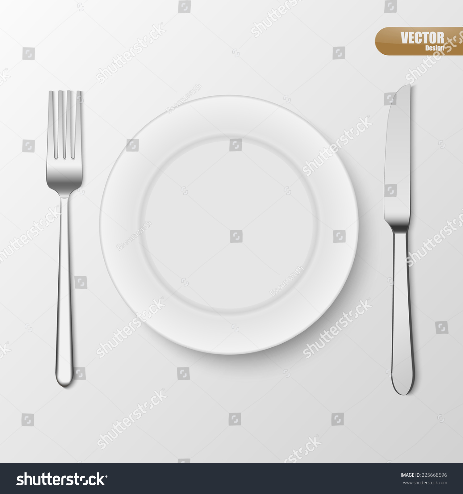 Plate Knife Fork Vector Illustration Stock Vector (Royalty Free) 225668596