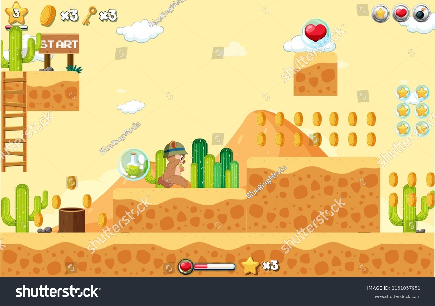Platform Game Background Template Illustration Stock Vector (Royalty ...