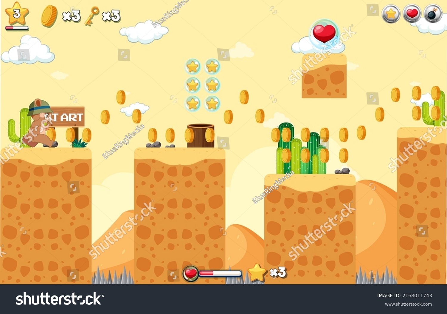 Platform Game Background Template Illustration Stock Vector (Royalty ...