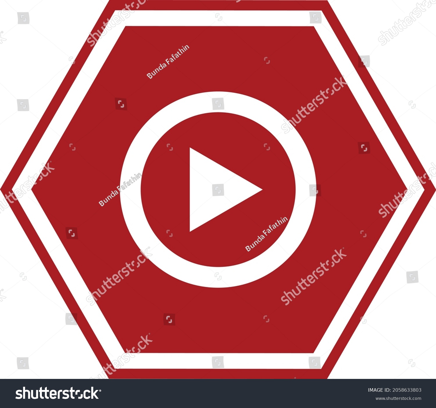 Play Button Icon Sign Hexagonal Backgorund Stock Vector (Royalty Free ...