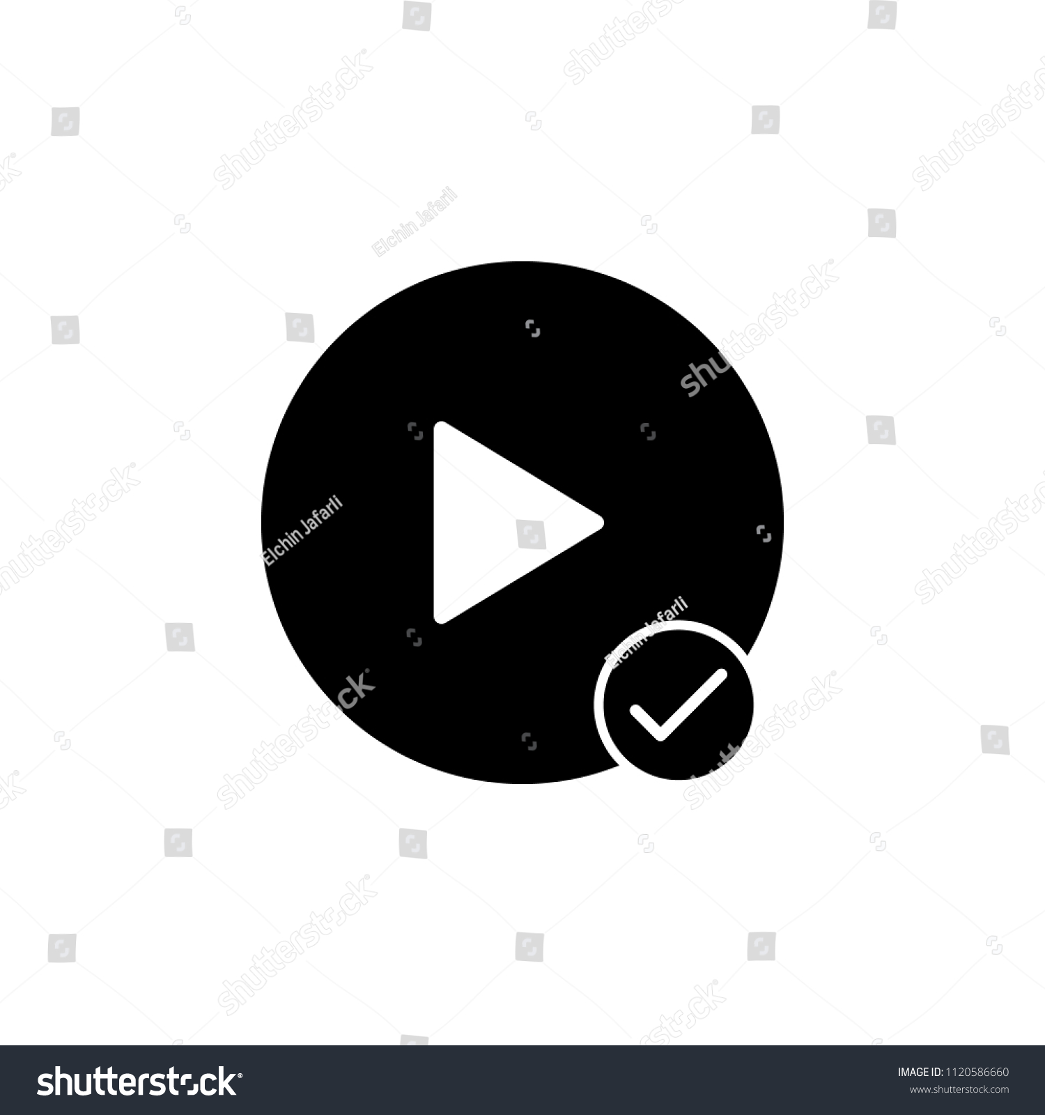 Play Button Check Mark Isolated Vector 스톡 벡터(로열티 프리) 1120586660 ...