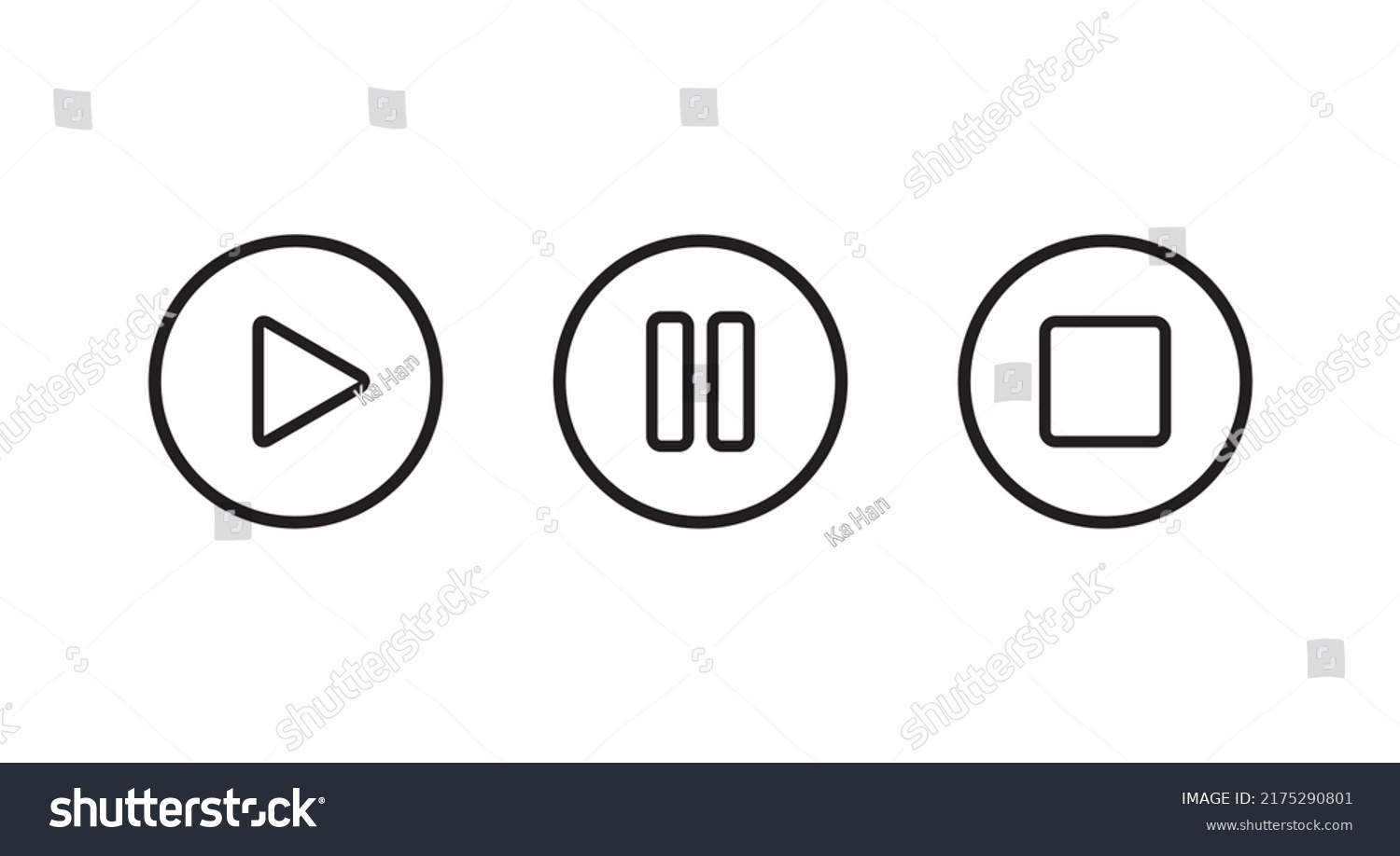 Play Pause Stop Icon Vector Line Stock Vector (Royalty Free) 2175290801 ...