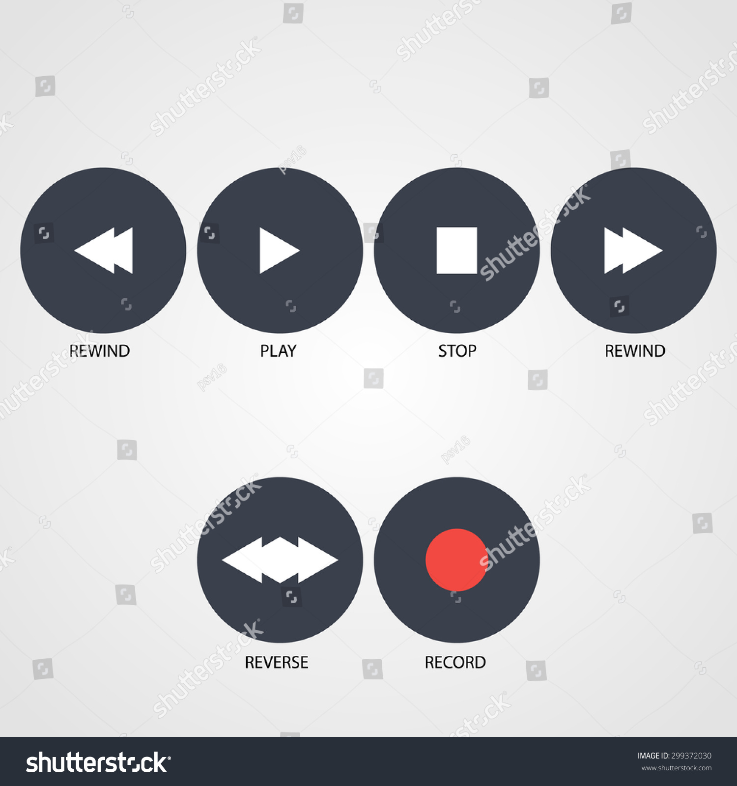 Playrecord Stoprewind Icons Reverse Vector Buttons Stock Vector ...