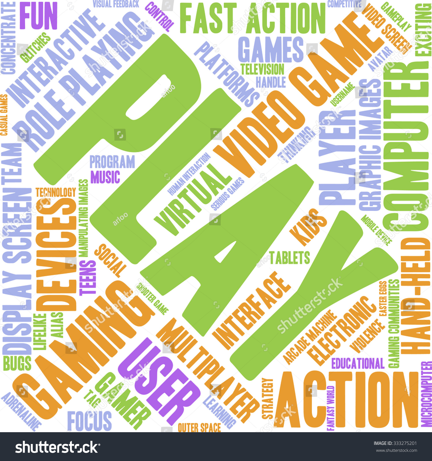 Play Word Cloud On White Background Stock Vector (Royalty Free ...