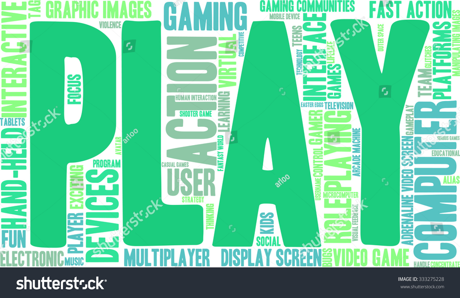 Play Word Cloud On White Background Stock Vector (Royalty Free ...