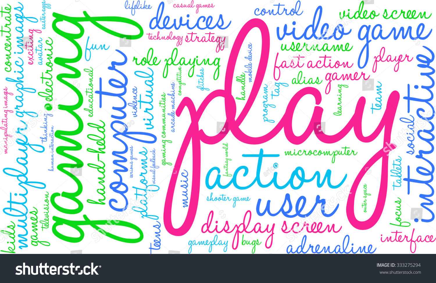 Play Word Cloud On White Background Stock Vector (Royalty Free ...