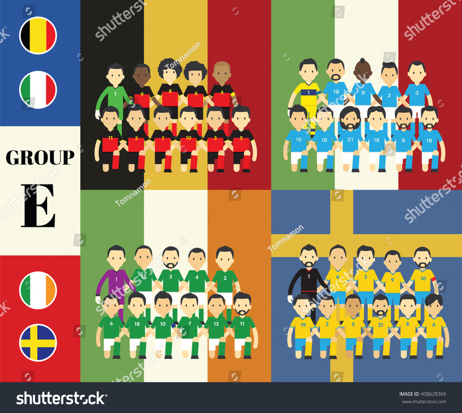 Players Team Flags Set Stock Vector (Royalty Free) 408628369