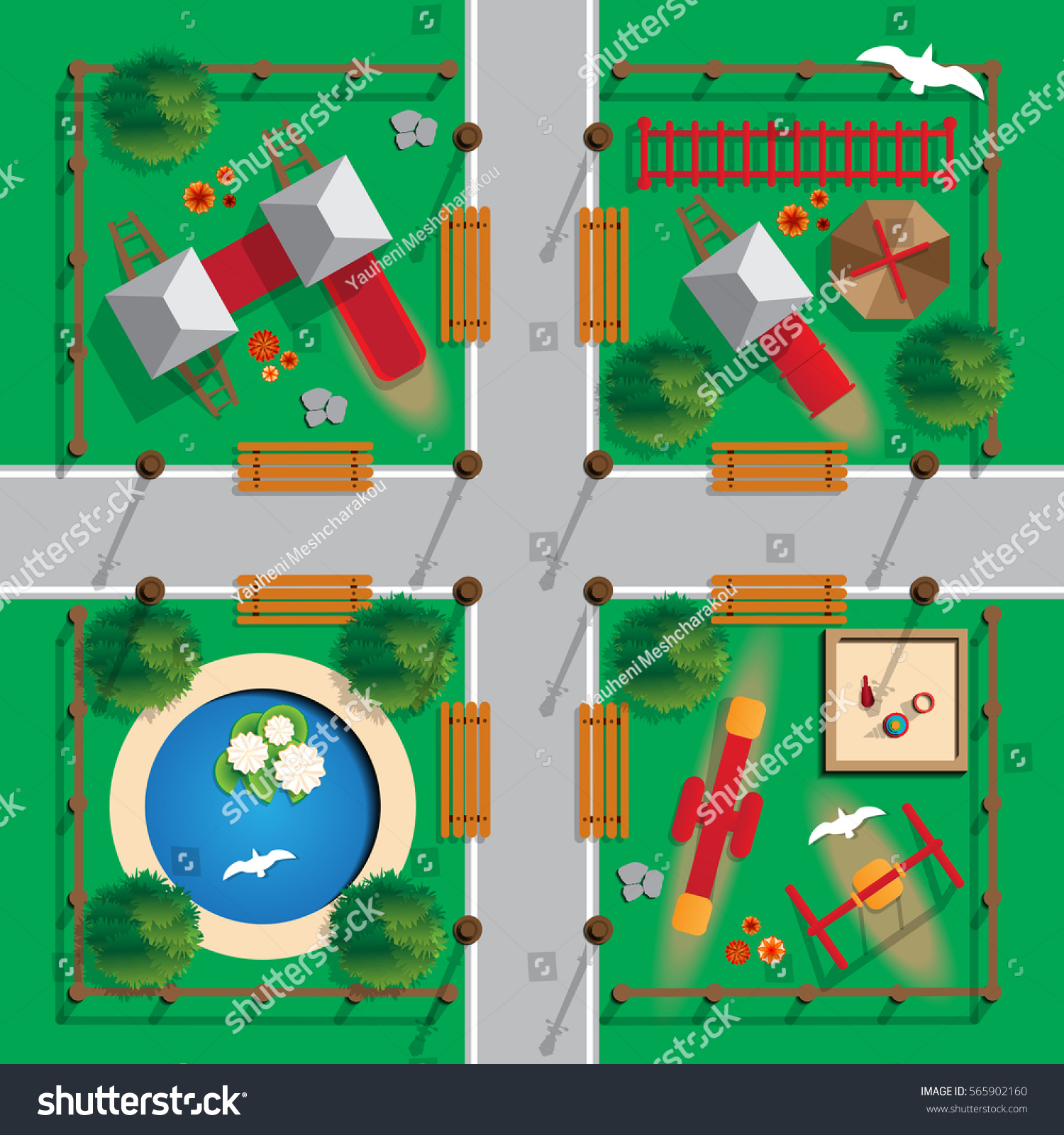Playground View Above Vector Illustration Stock Vector (Royalty Free ...