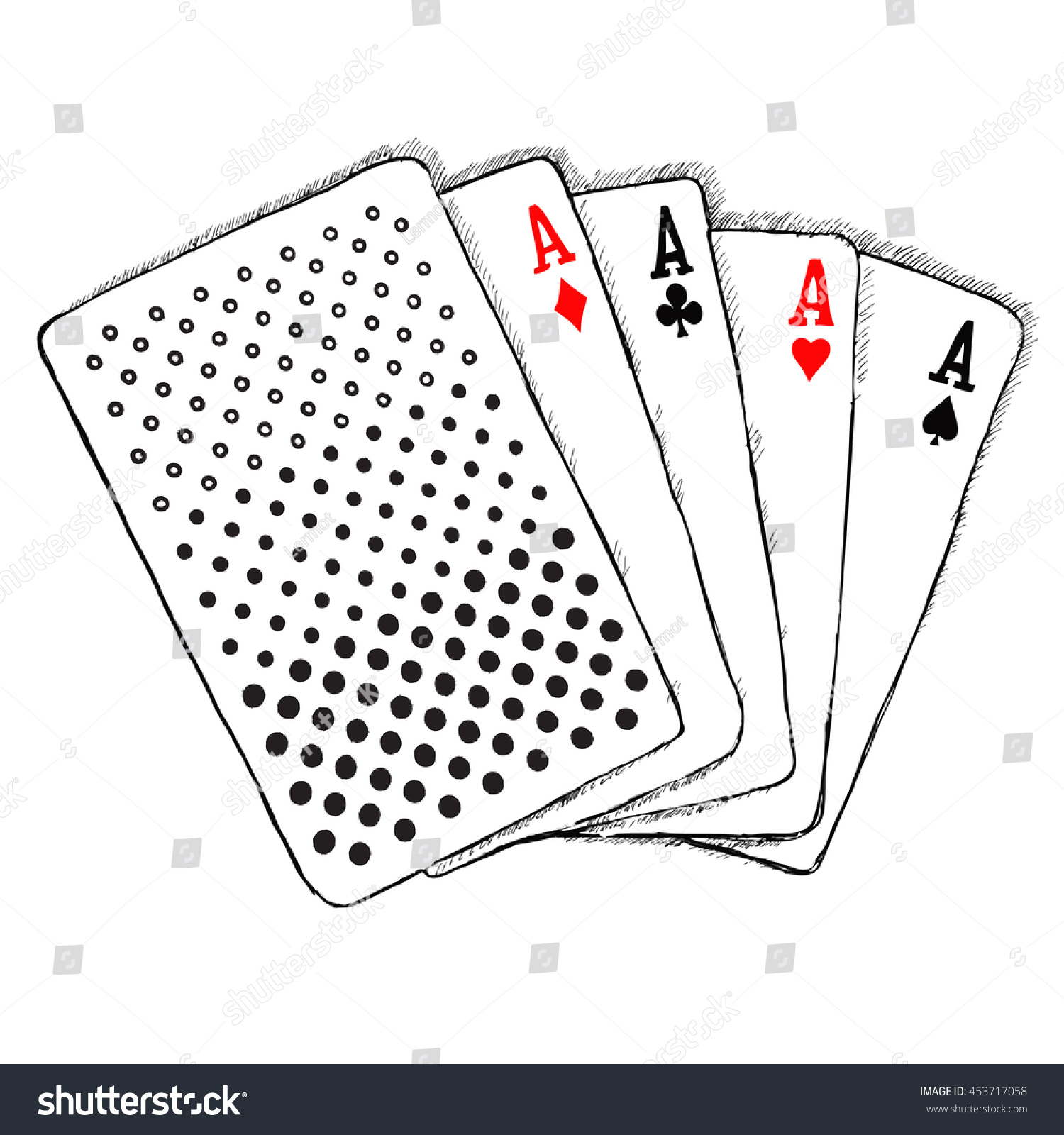 Playing Ace Cards Drawing Vector Stock Vector (Royalty Free) 453717058