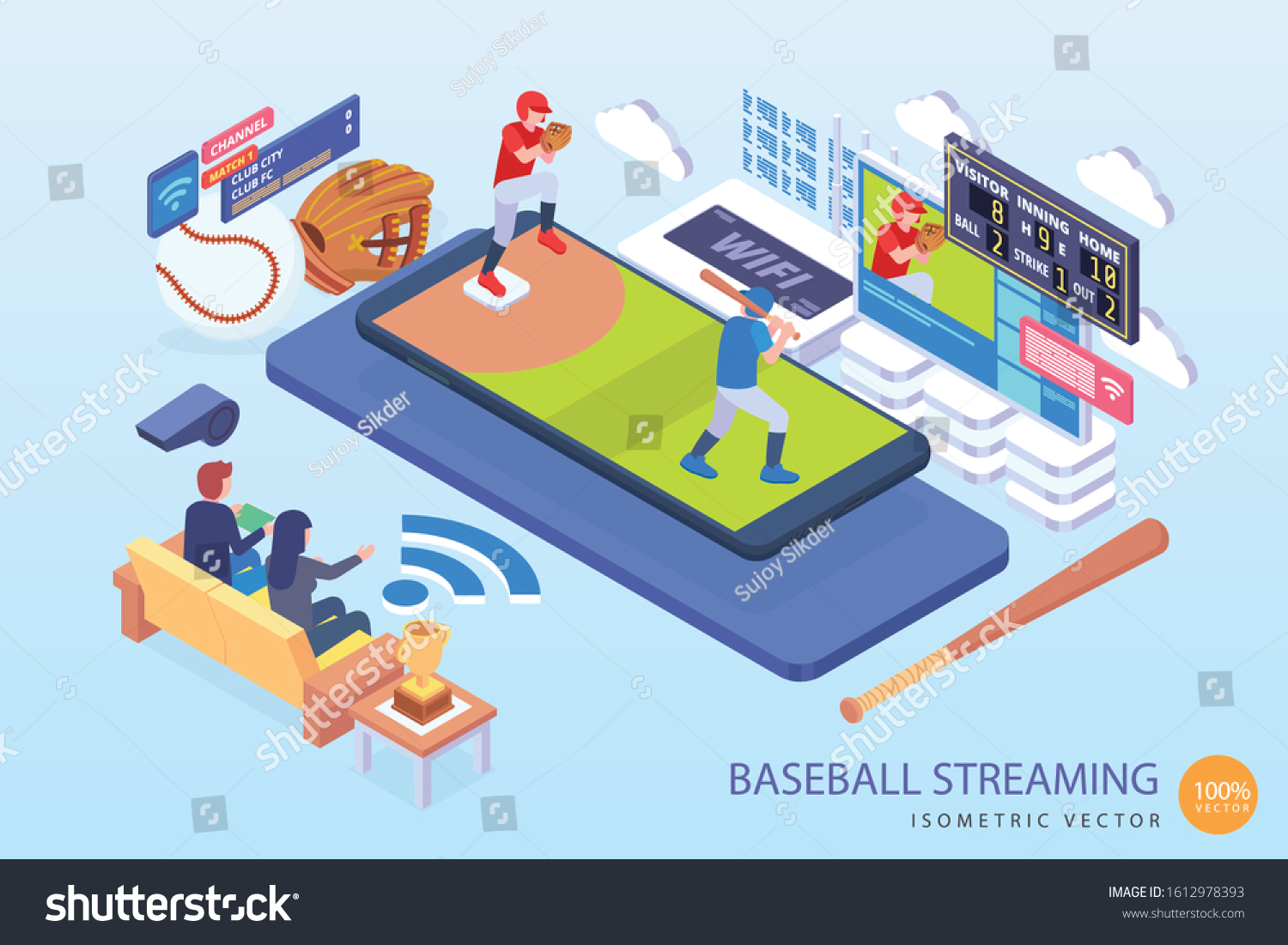 Playing Watching Baseball Vector Illustration: เวกเตอร์สต็อก (ปลอดค่า ...