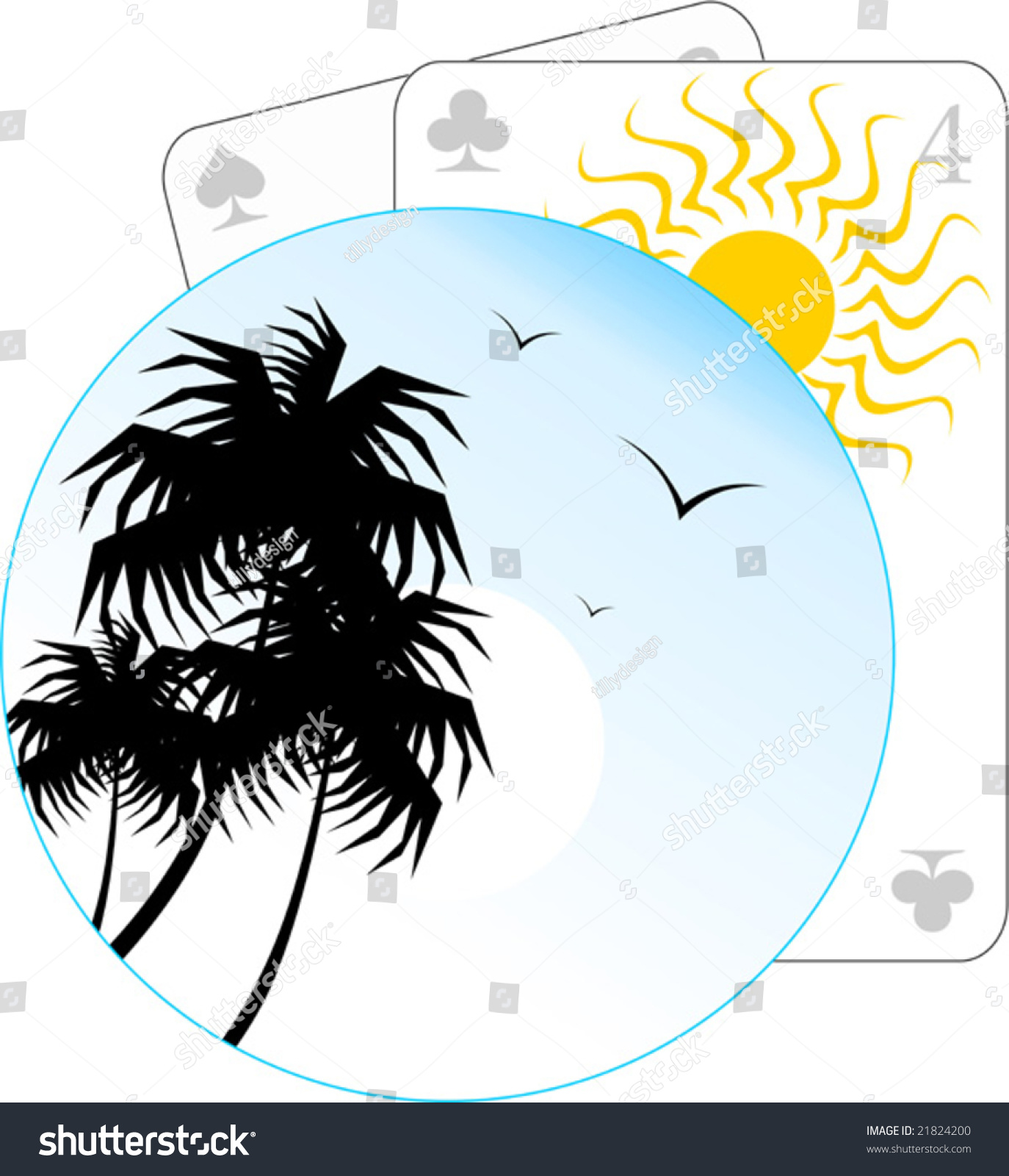 Playing Card Coconut Trees Stock Vector (Royalty Free) 21824200 ...
