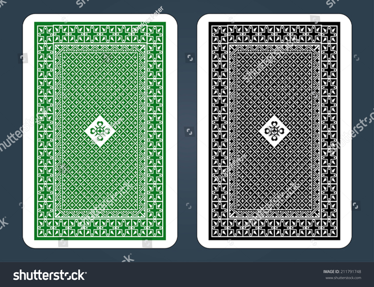 Playing Card Back Designs Green Black Stock Vector (Royalty Free) 211791748 Playing Card Back Designs Green Black Stock Vector (Royalty Free) 211791748