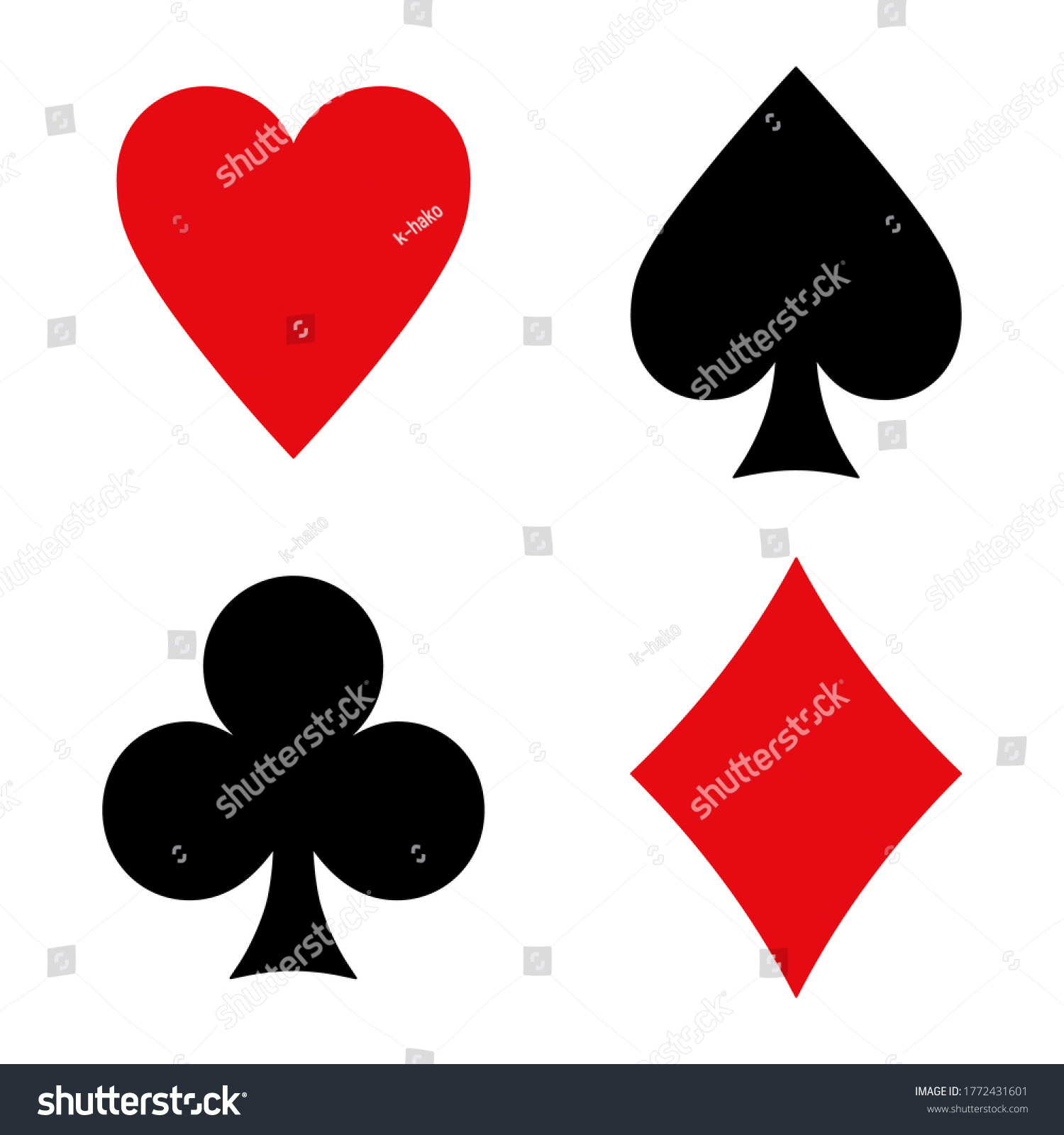Playing Card Mark Set Simple Vector Stock Vector (Royalty Free) 1772431601