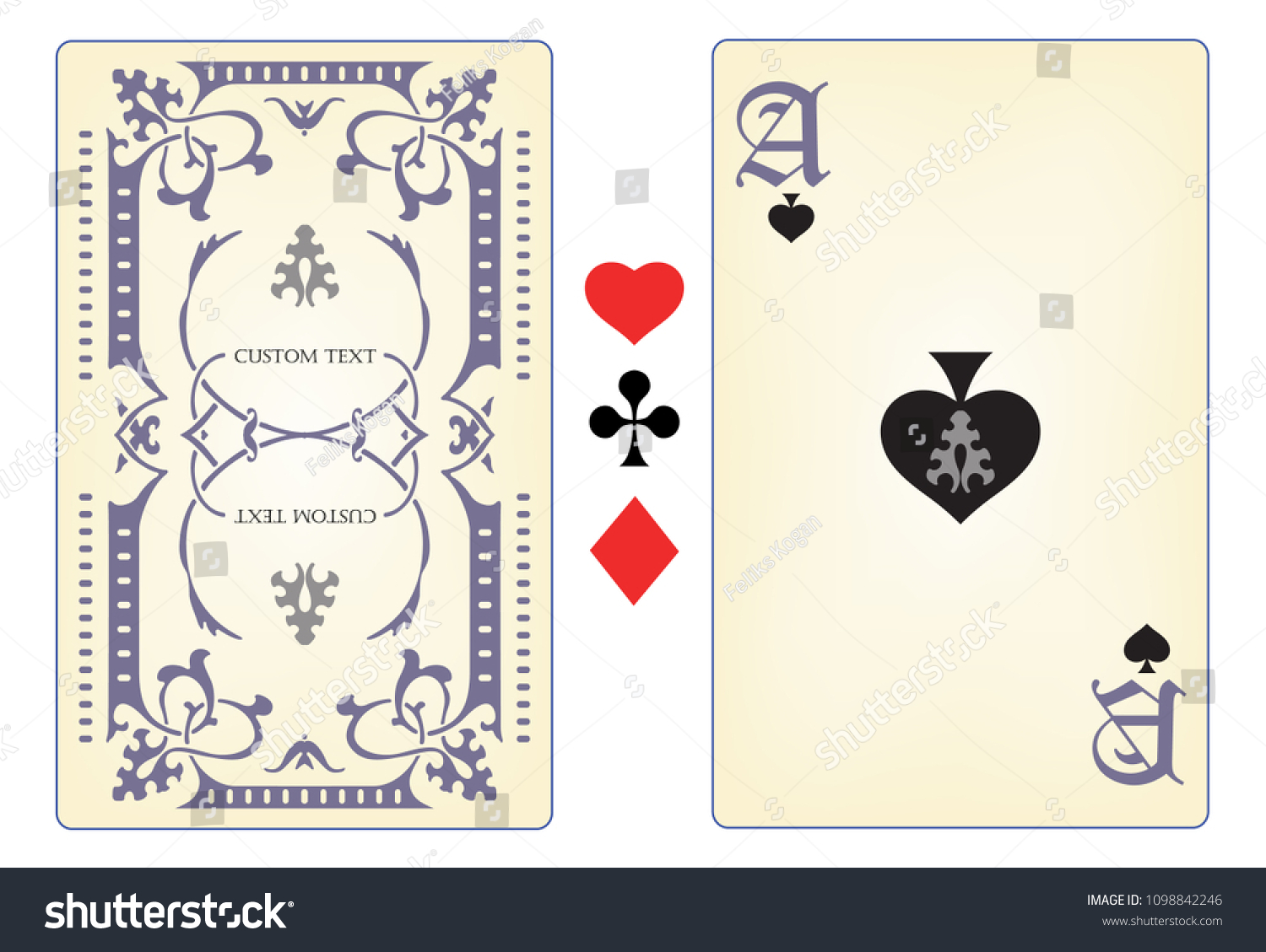 Playing Card Template Stock Vector (Royalty Free) 1098842246