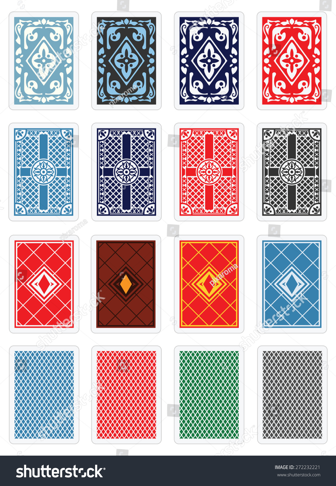 Playing Cards Back Design Set Stock Vector (Royalty Free) 272232221 ...