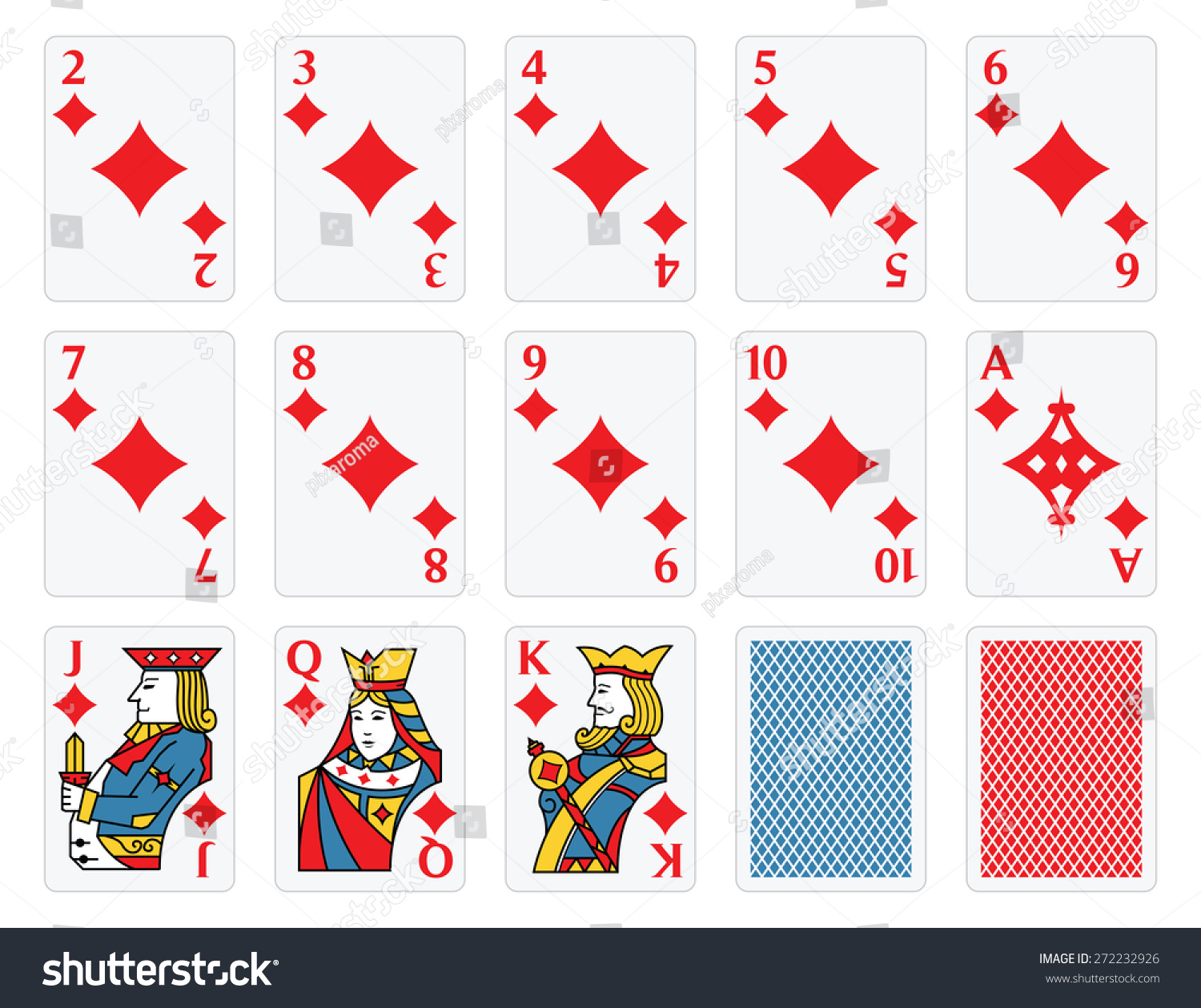 Playing Cards - Diamonds Set Stock Vector Illustration 272232926 ...