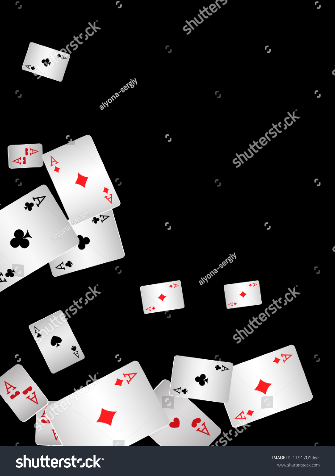 Playing Cards Falling On Black Background Stock Vector (Royalty Free ...