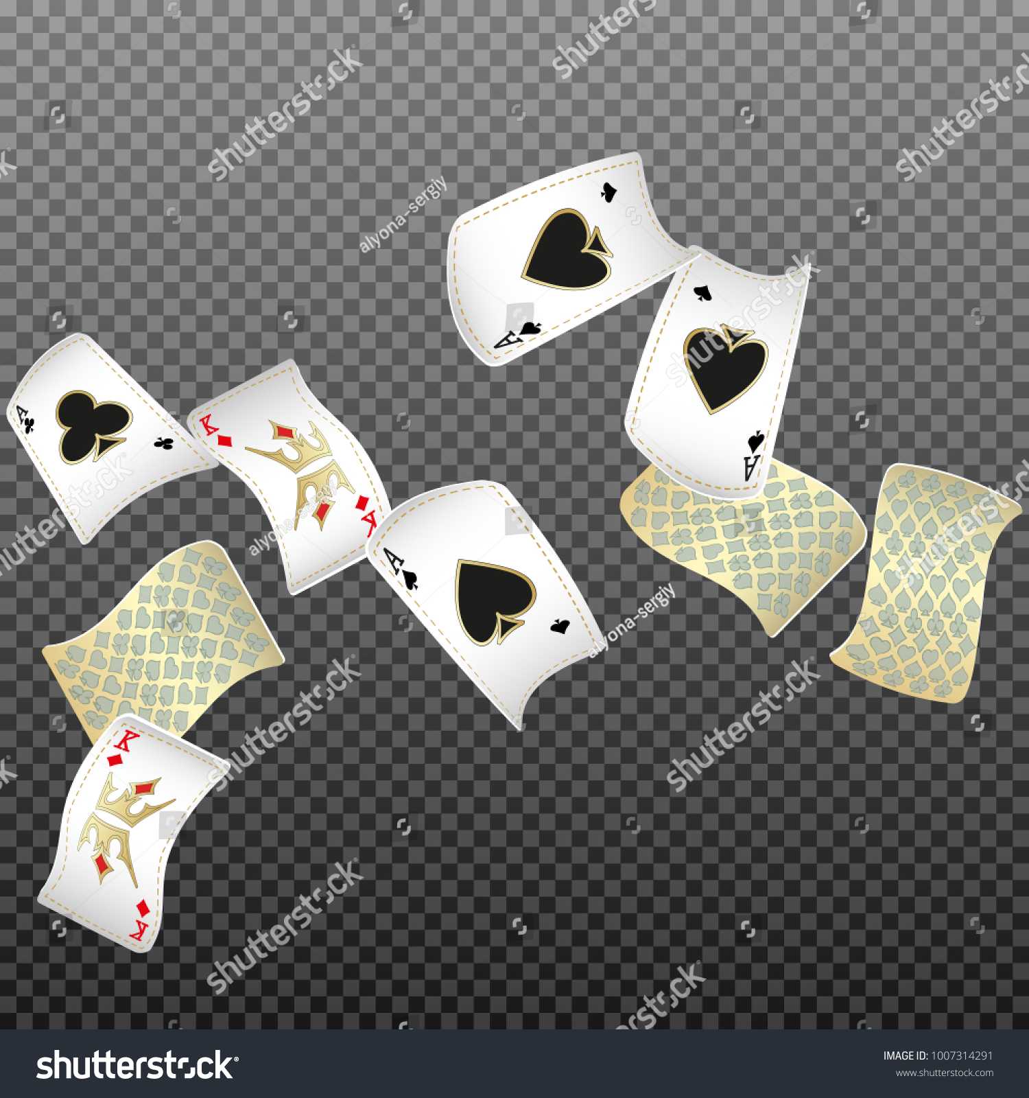 Playing Cards Falling On Transparent Background Stock Vector (Royalty ...