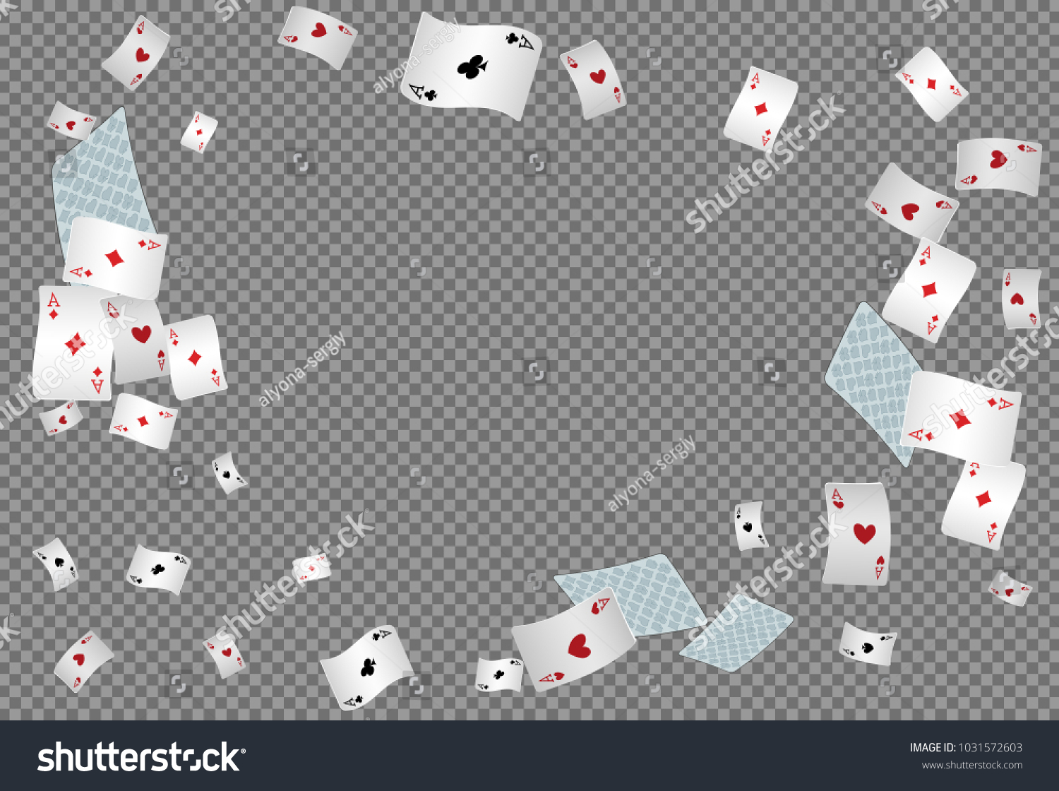 Vektor Stok Playing Cards Falling On Transparent Background (Tanpa ...