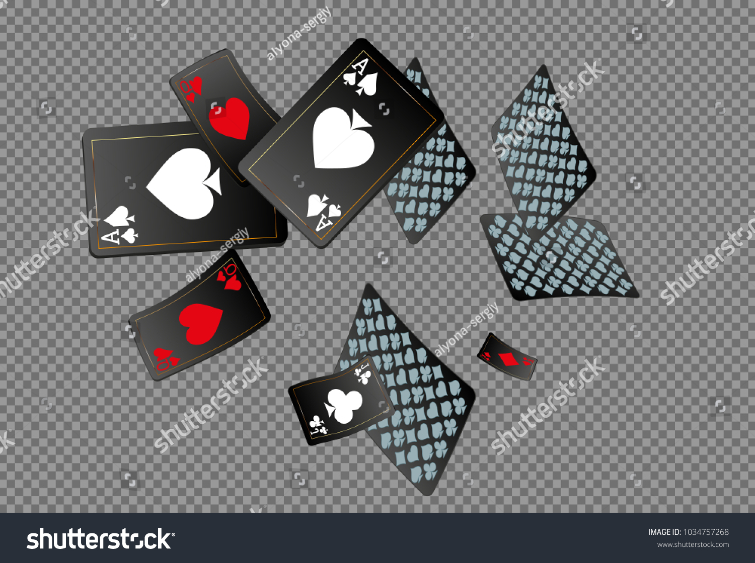 Playing Cards Falling On Transparent Background 스톡 벡터(로열티 프리 ...