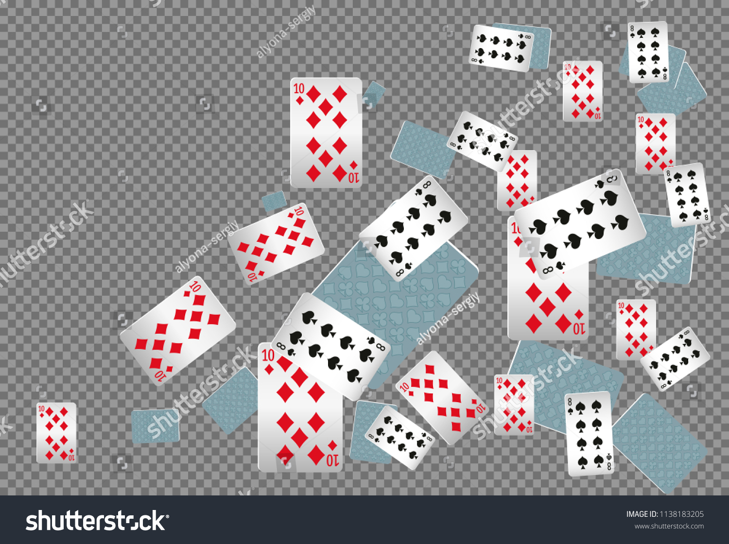Playing Cards Falling On Transparent Background: vector de stock (libre ...