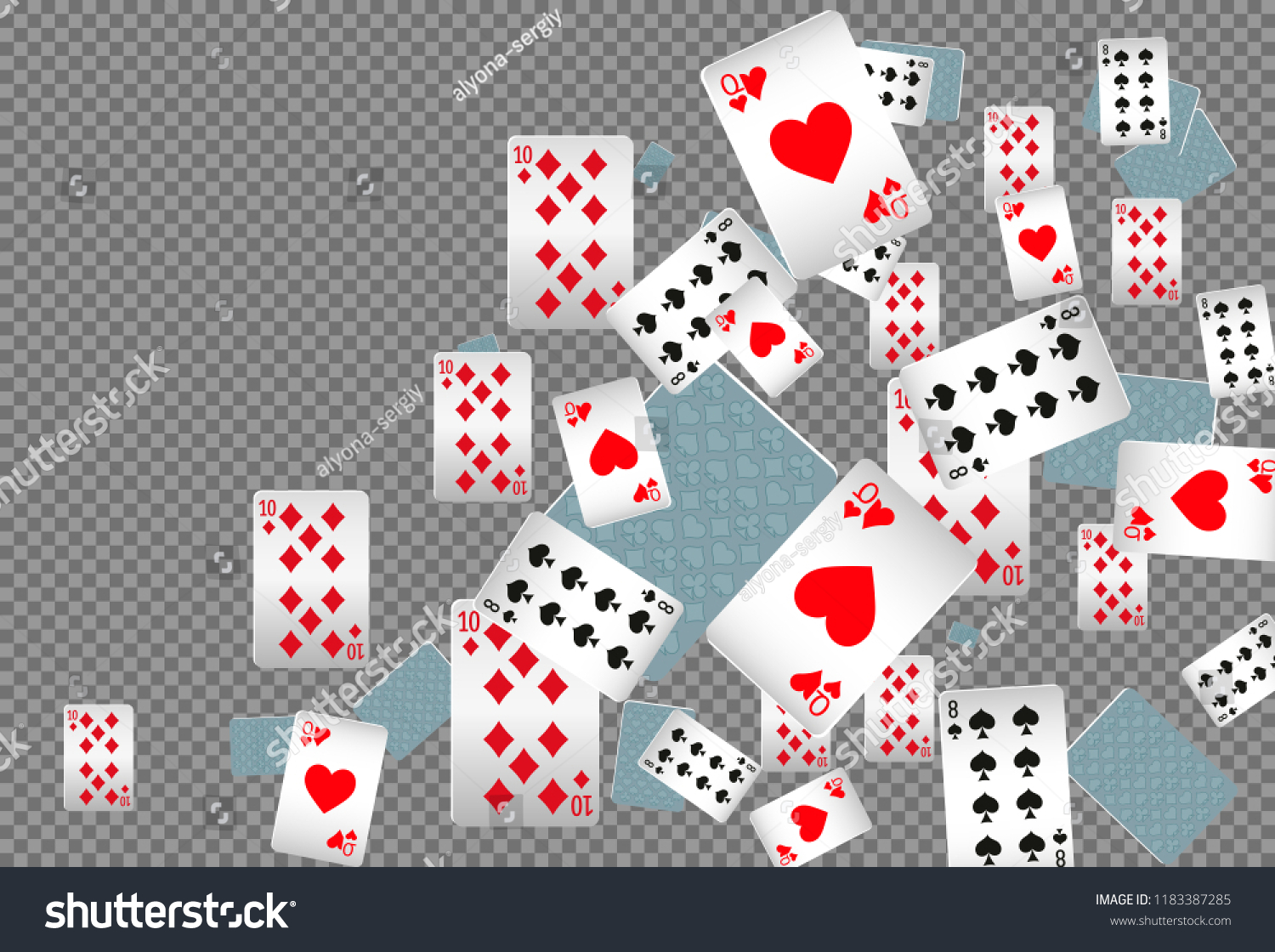 Playing Cards Falling On Transparent Background Stock Vector (Royalty ...