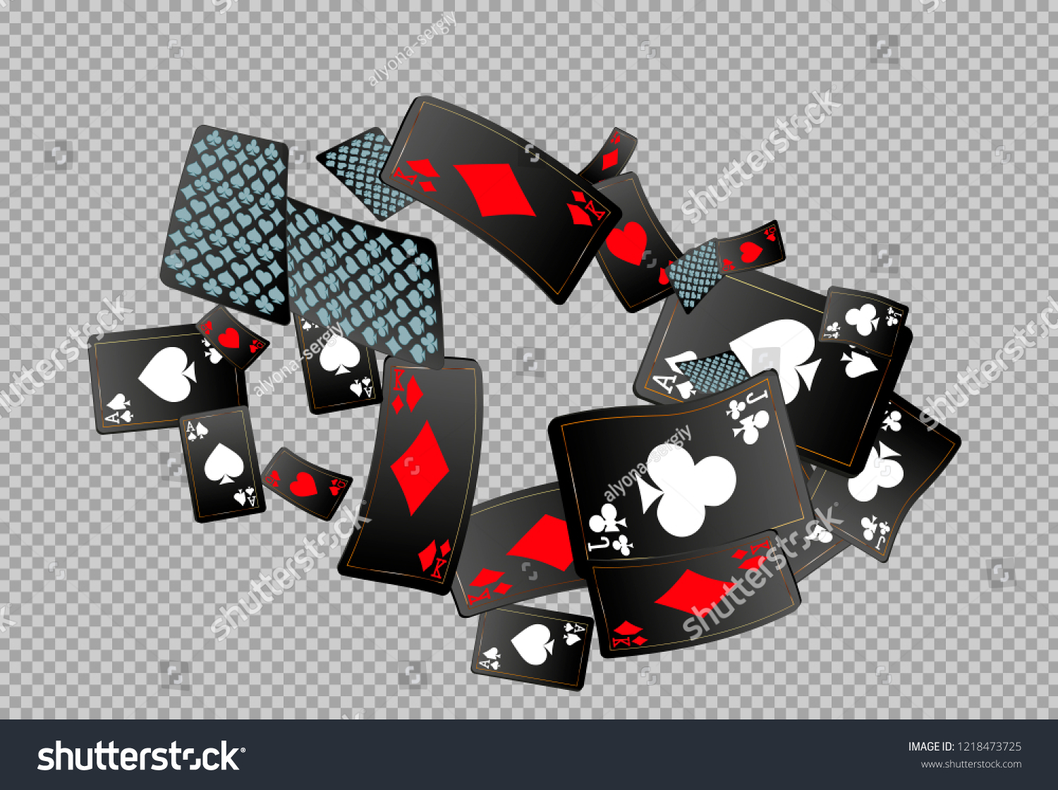 Playing Cards Falling On Transparent Background: vector de stock (libre ...