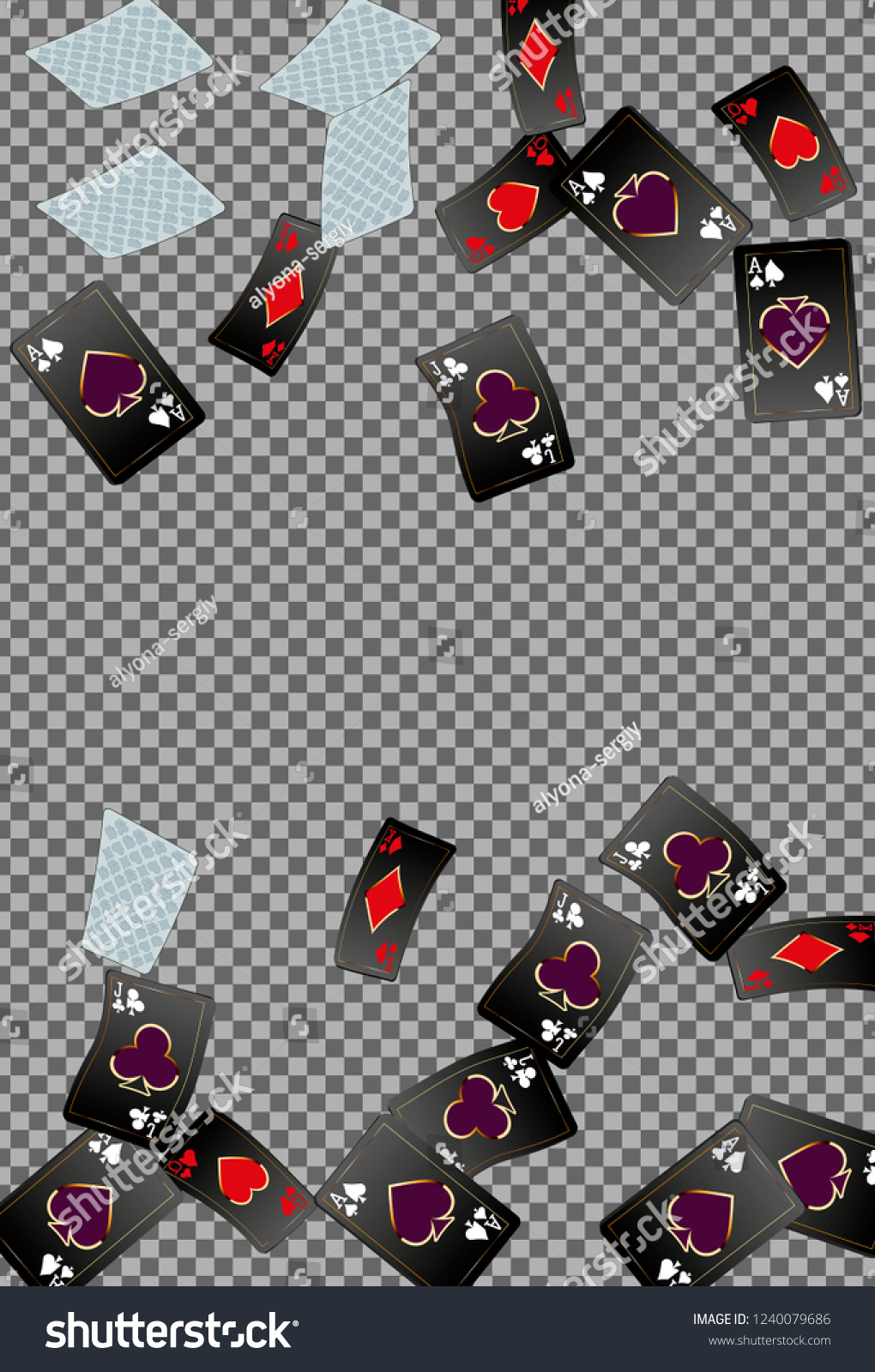 Playing Cards Falling On Transparent Background 스톡 벡터(로열티 프리 ...