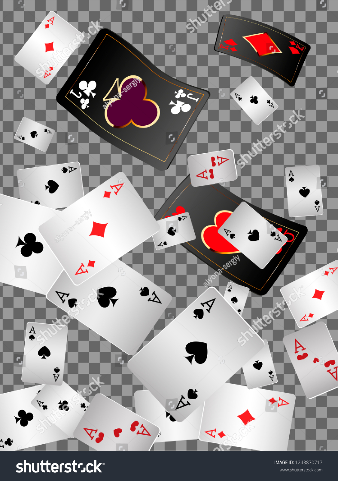 Vektor Stok Playing Cards Falling On Transparent Background (Tanpa ...
