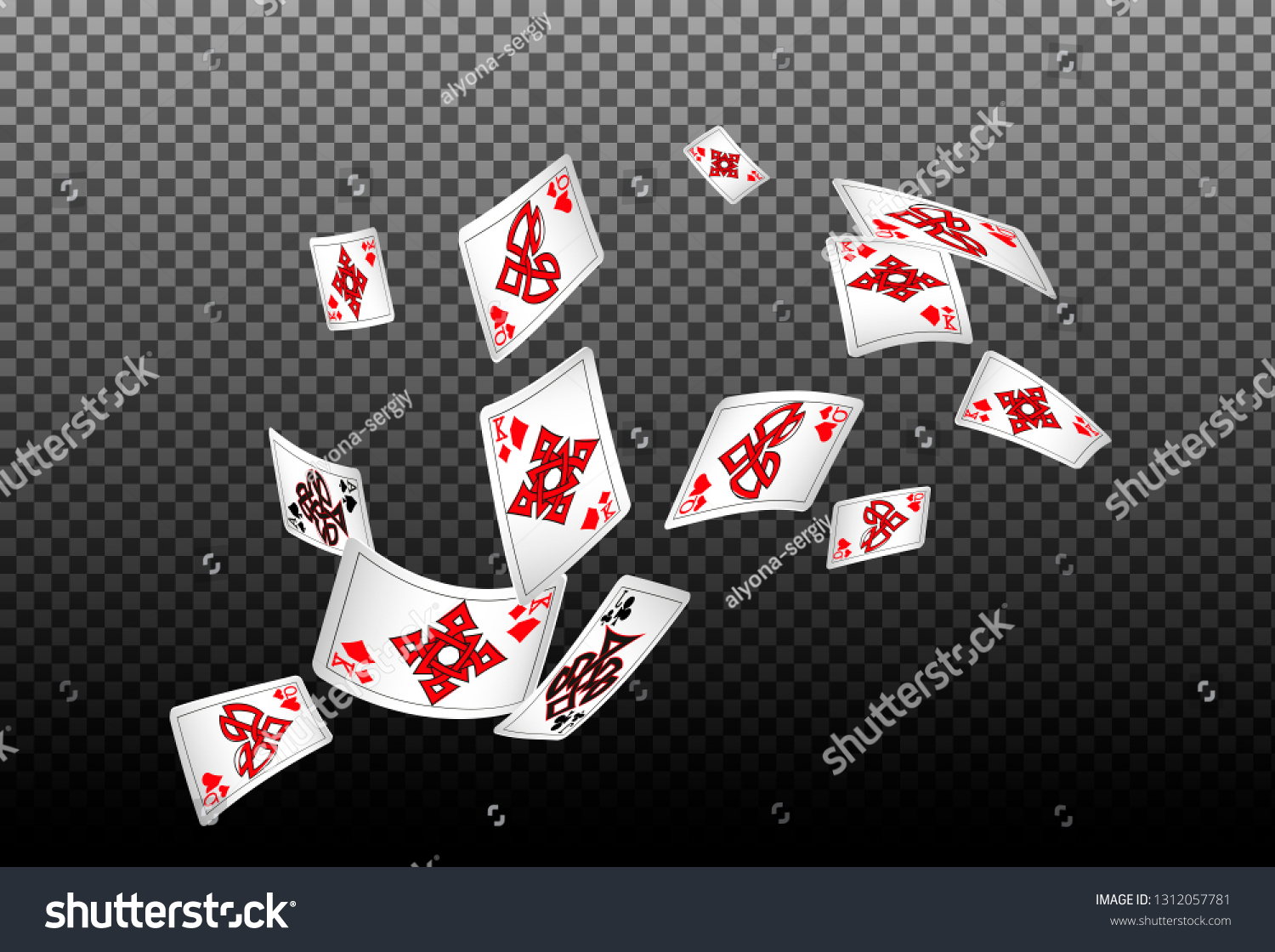 Playing Cards Falling On Transparent Background: vector de stock (libre ...