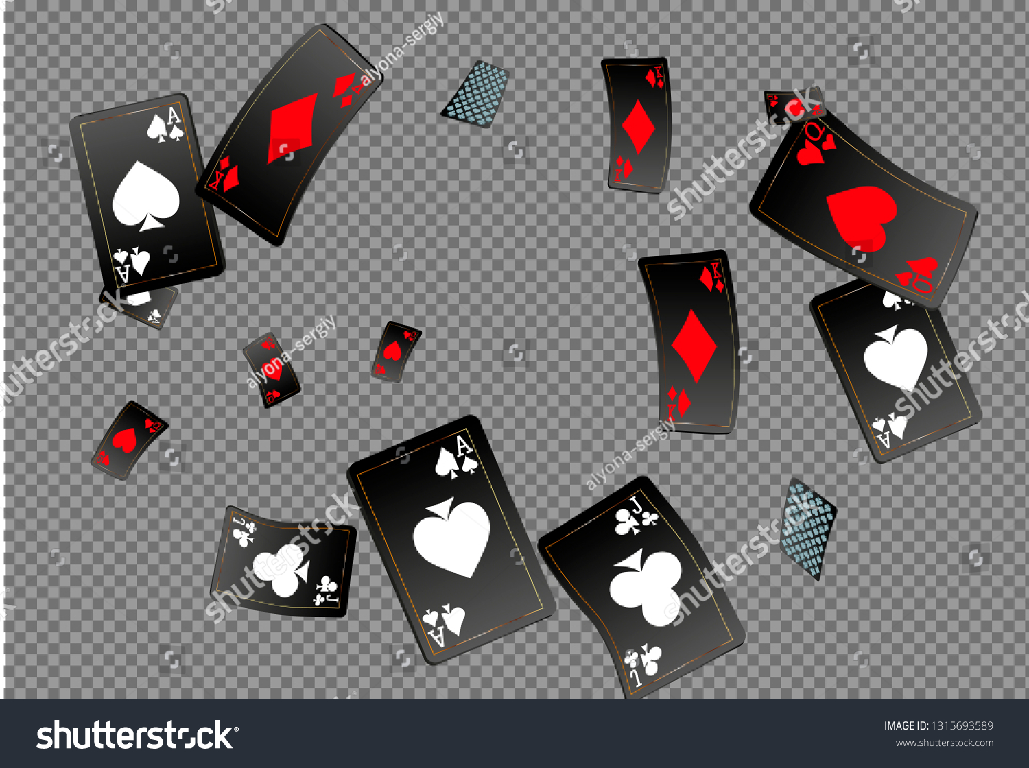 Playing Cards Falling On Transparent Background: vector de stock (libre ...