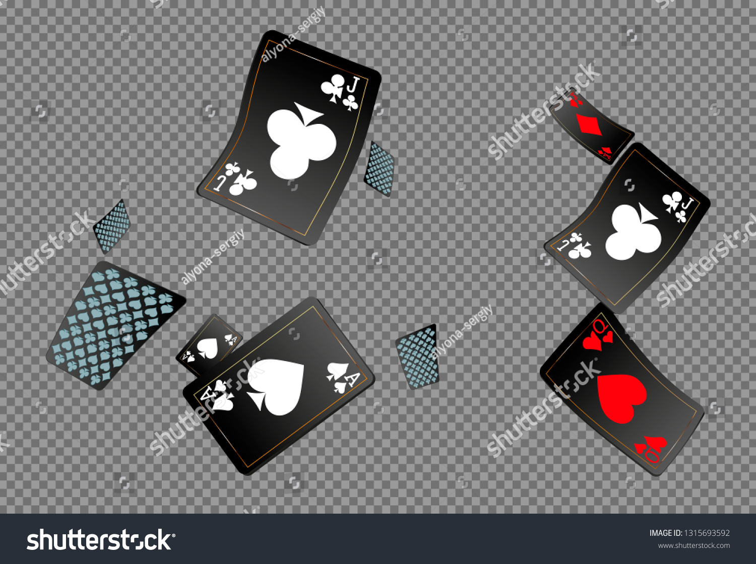 Playing Cards Falling On Transparent Background Stock Vector (Royalty ...