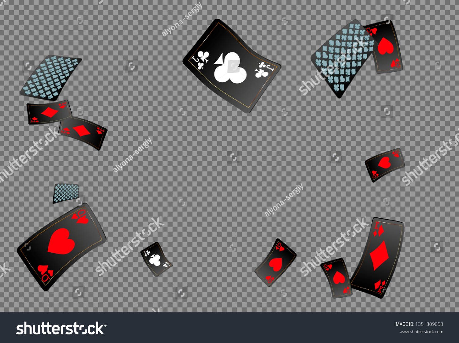 Playing Cards Falling On Transparent Background: เวกเตอร์สต็อก (ปลอดค่า ...