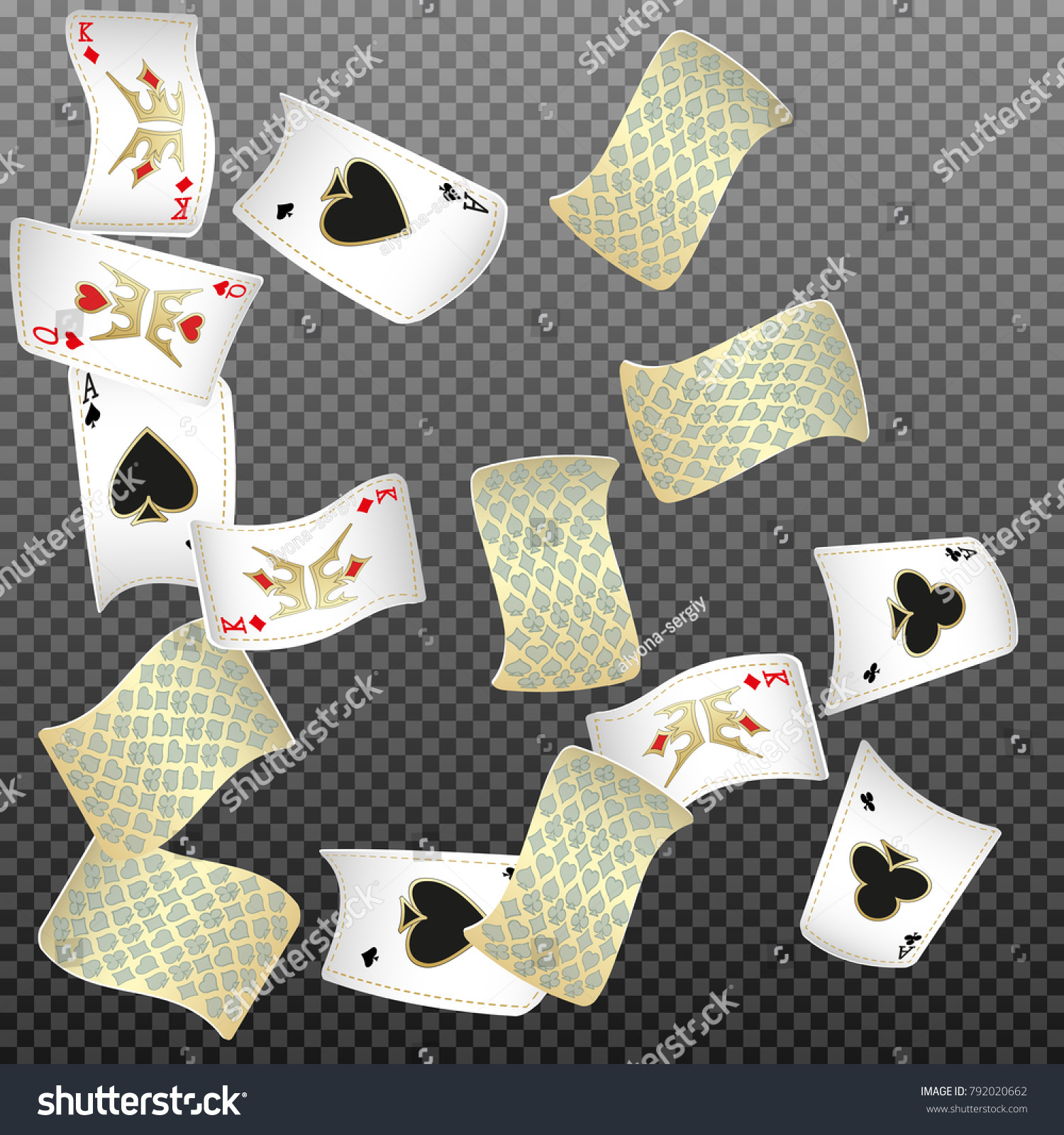 Vektor Stok Playing Cards Falling On Transparent Background (Tanpa ...