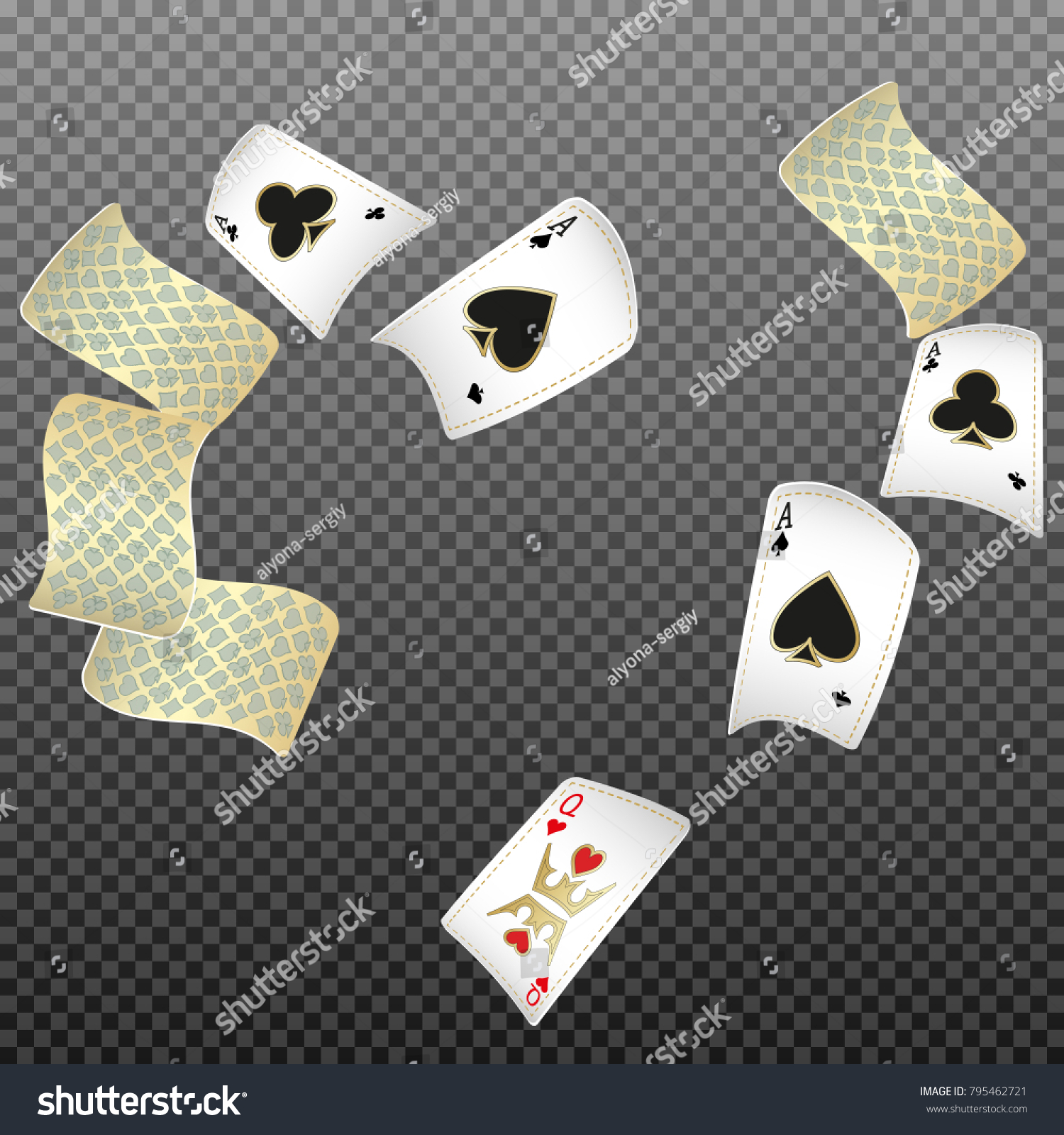 Playing Cards Falling On Transparent Background: เวกเตอร์สต็อก (ปลอดค่า ...