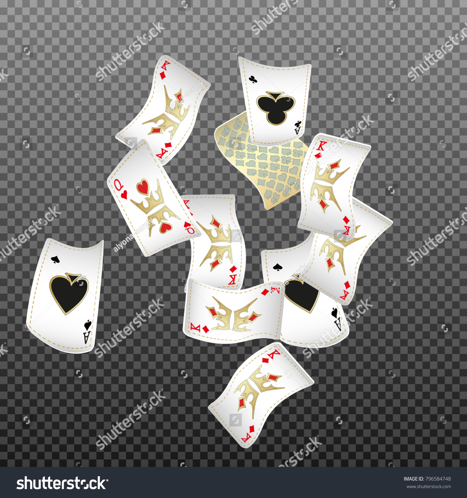 Playing Cards Falling On Transparent Background: vector de stock (libre ...