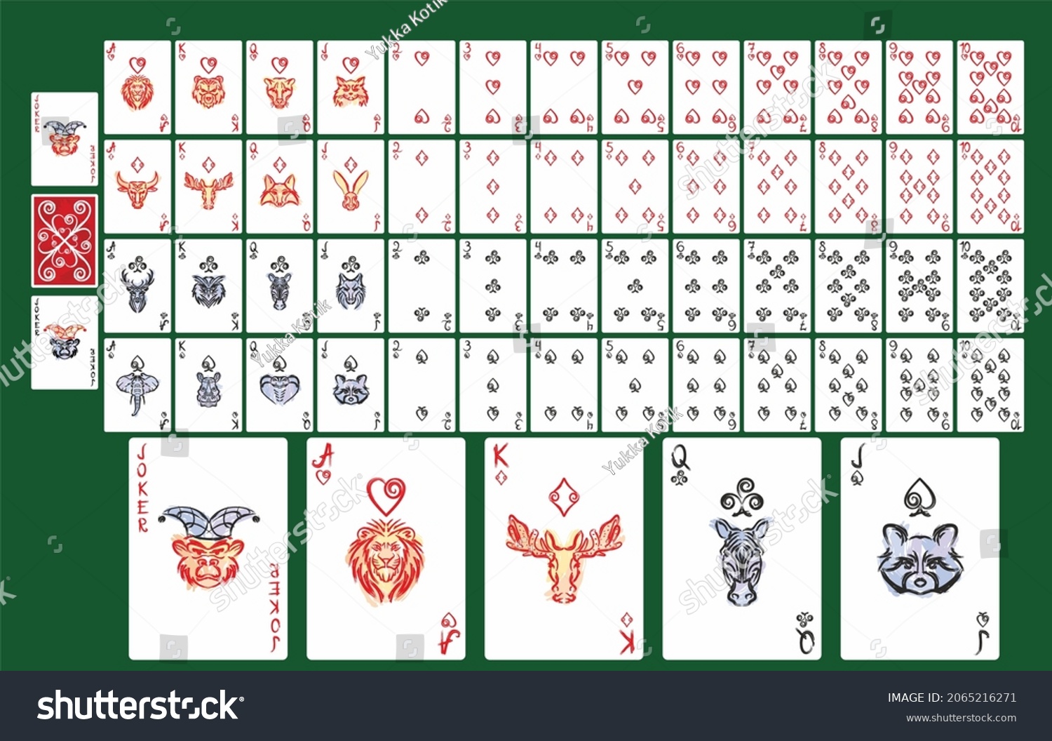Playing Cards Set Animals Stock Vector (Royalty Free) 2065216271