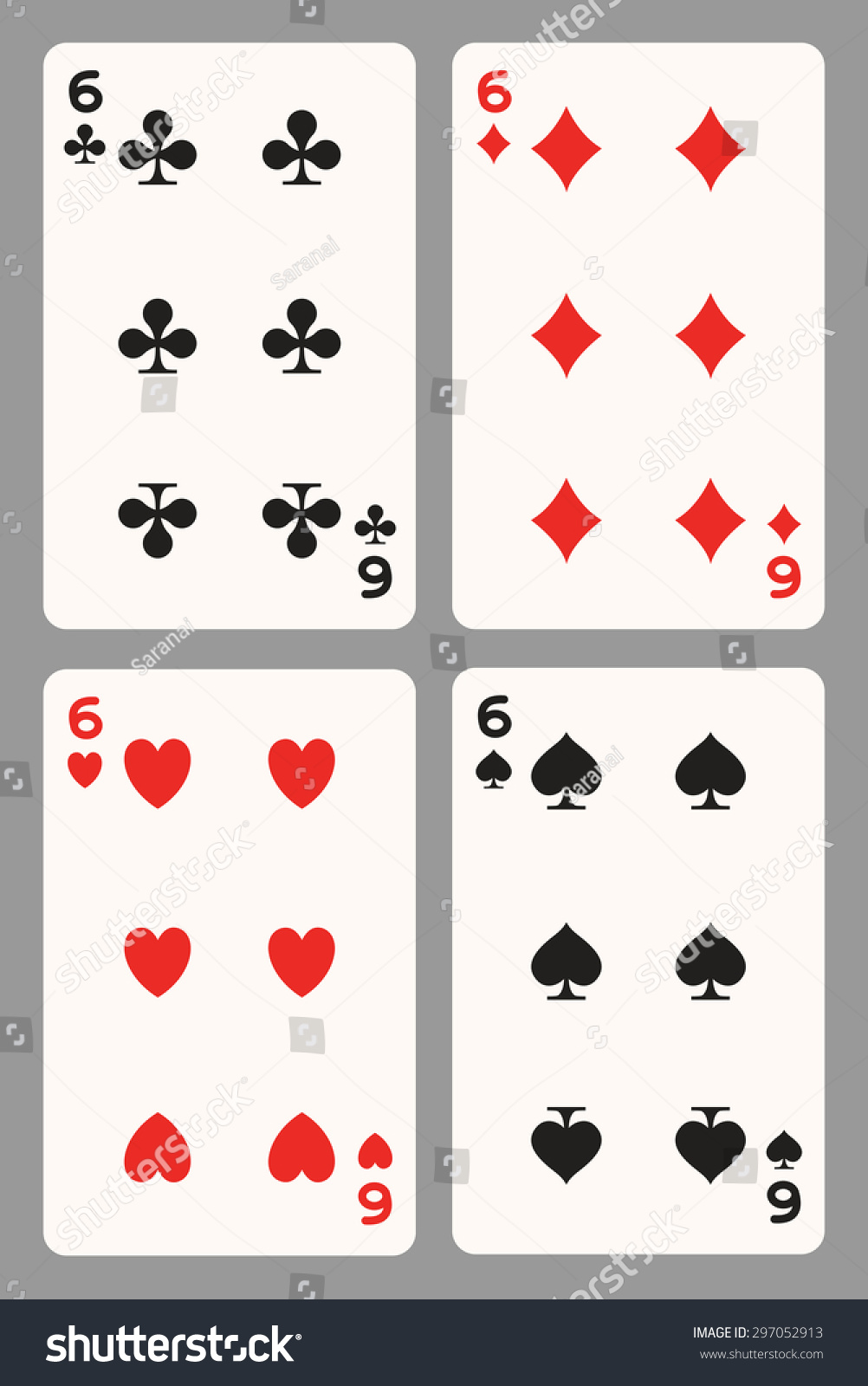 Playing Cards Six Vector Illustration Stock Vector (Royalty Free) 297052913