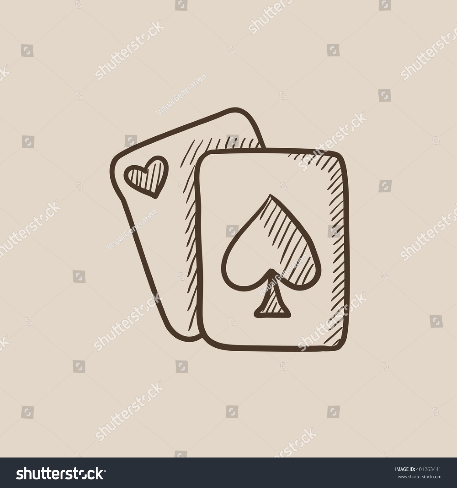Playing Cards Sketch Icon Stock Vector (Royalty Free) 401263441