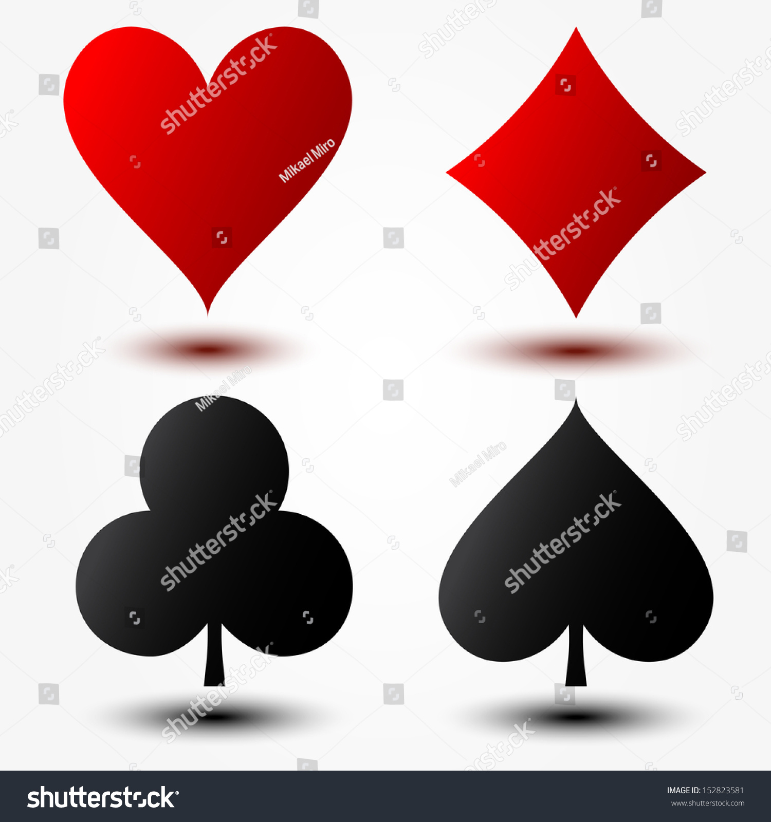 Playing Cards Suits Shadows Vector Illustration Stock Vector (Royalty ...