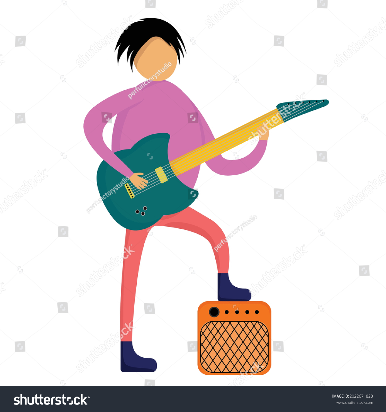 Playing Guitar Vector Art Flat Illustration Stock Vector (Royalty Free ...