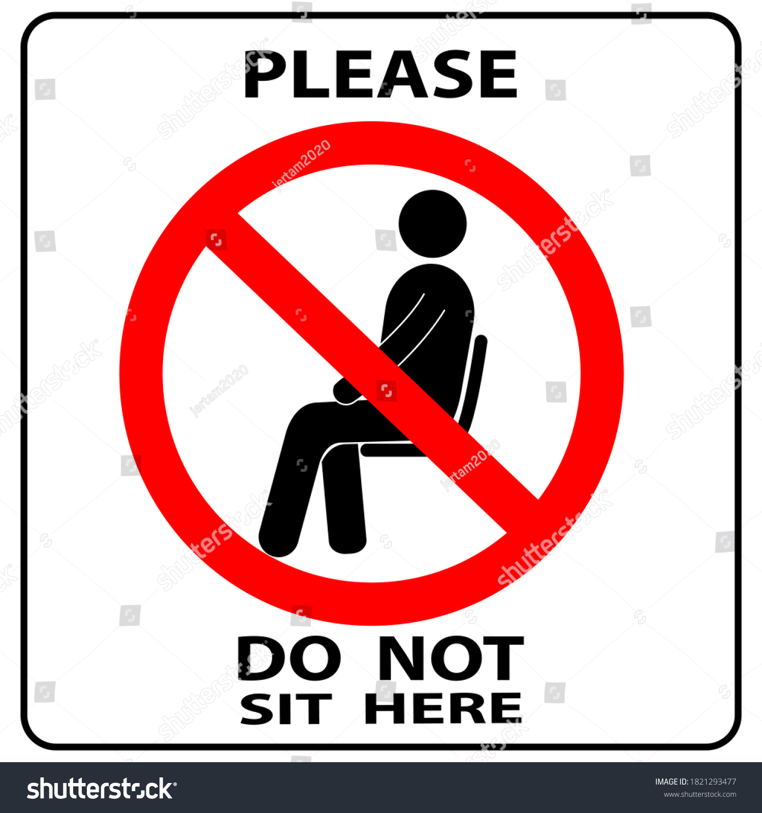 Vektor Stok Please Do Not Sit Here Keep Tanpa Royalti 1821293477 Shutterstock