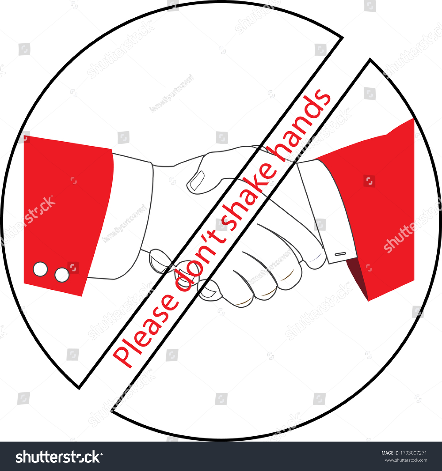 Please Dont Shake Hands Sign Vector Stock Vector (Royalty Free) 1793007271