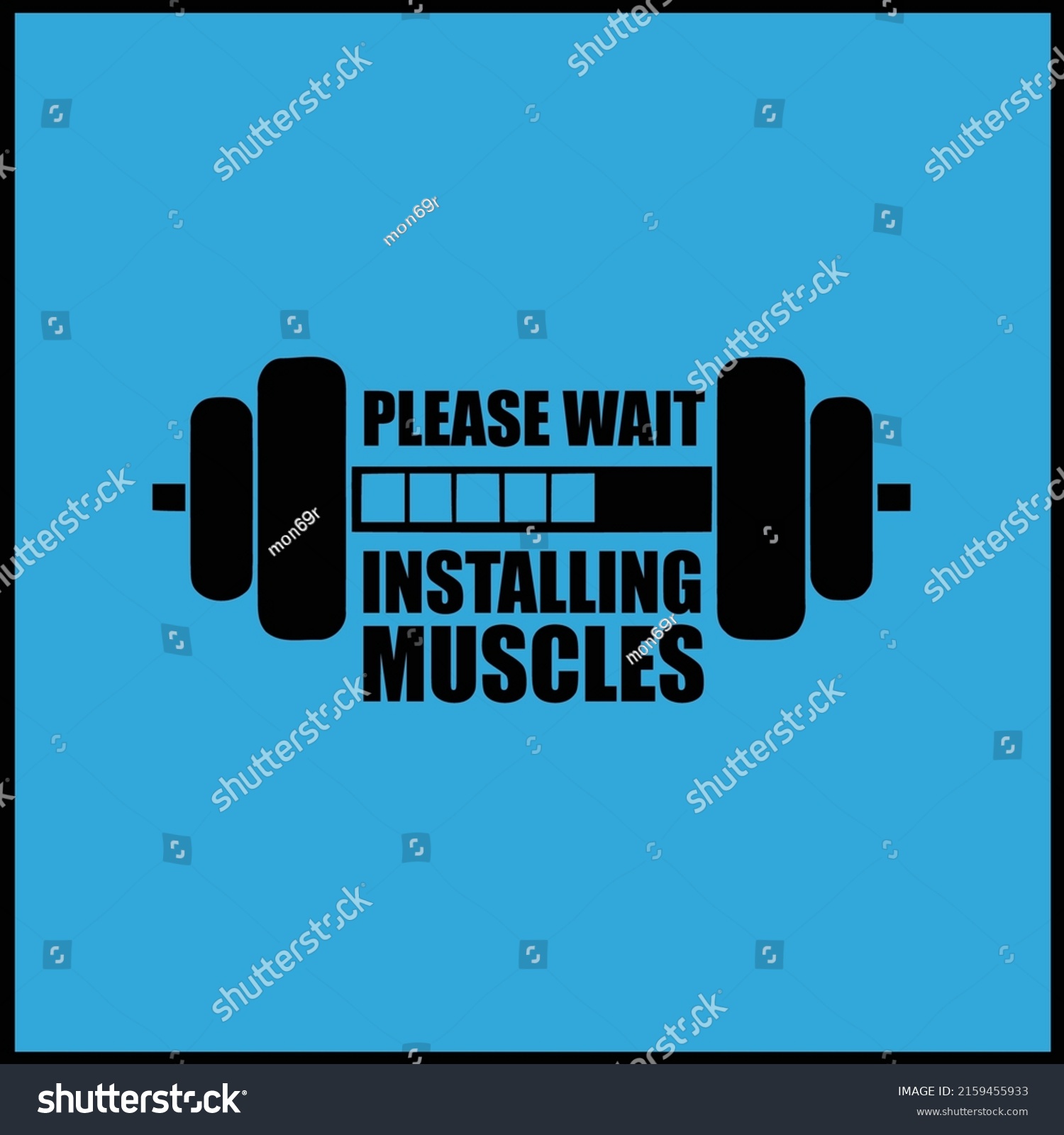 Please Wait Installing Muscles Poster Stock Vector Royalty Free