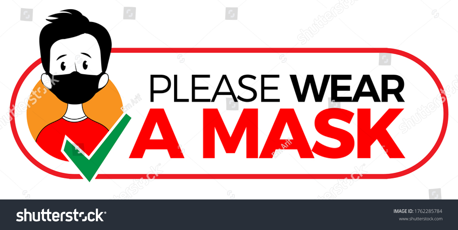 Please Wear Face Mask Rectangular Instruction: เวกเตอร์สต็อก (ปลอดค่า ...